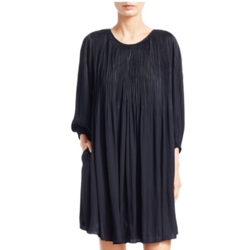 Elizabeth And James Navy Pleat Dress - Gem